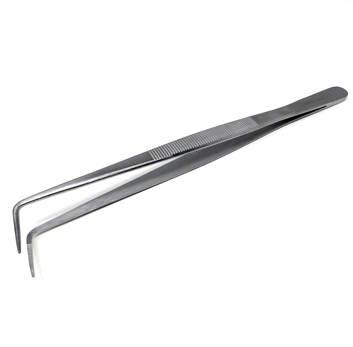 Fine Serrated Point Tweezers 8" Lab Forceps, Right Angled Narrow Tips ...