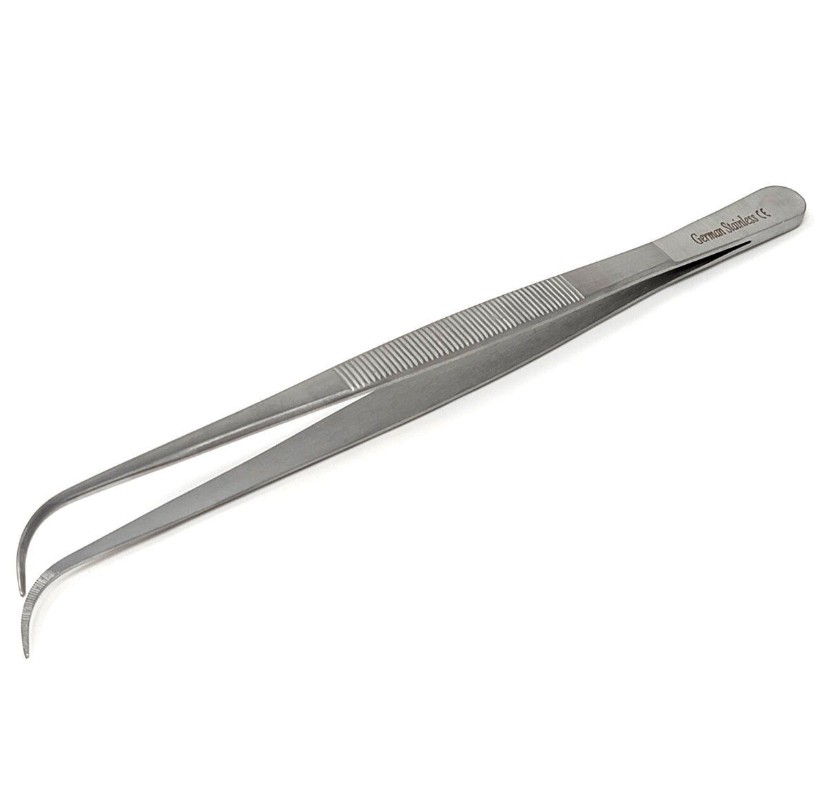 Fine Serrated Point Tweezers 8" Lab Forceps, Curved Narrow Tips, Stain ...